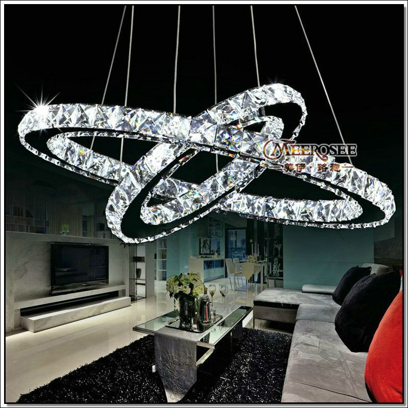 Купить LED кристалл свет кулон 2 кольца подвеска кулон лампа глянцы ...