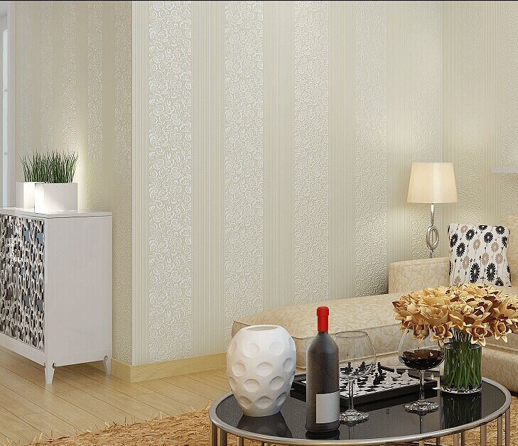 Купить 10031# белые вертикальные полосы, стекаются 3d papel de Пареде ...