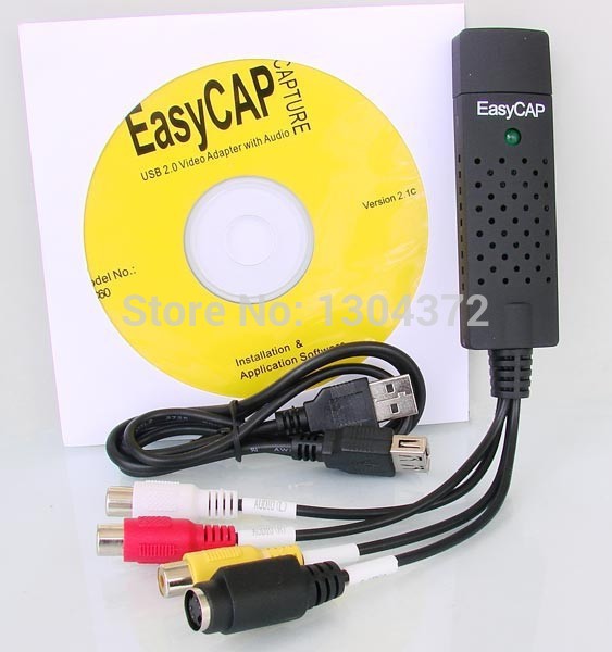 Купить Новый easycap usb 2.0 dc60 tv dvd vhs видео адаптер контроля захвата карты av аудио ...