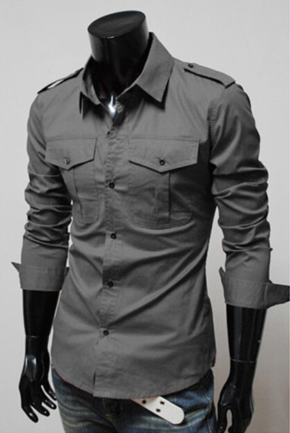 Купить Новый 2015 Мужская slim fit Повседневная блуза уникальный вырез ...