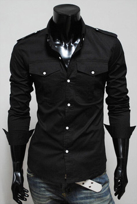 Купить Новый 2015 Мужская Slim Fit Повседневная блуза уникальный вырез