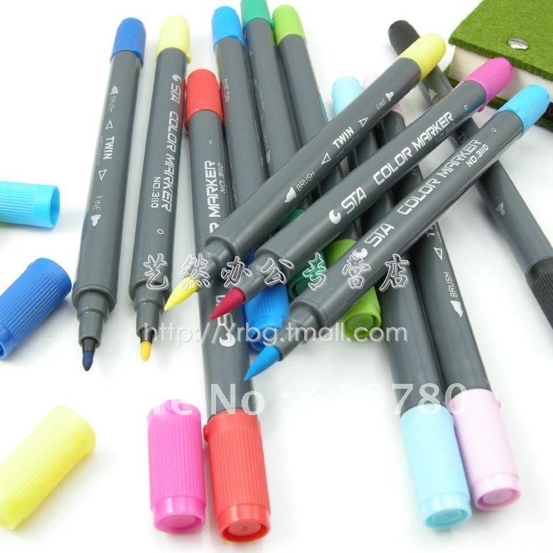 Купить Искусство маркер ручка кисть маркера Ручки канцелярские 12pcs ...